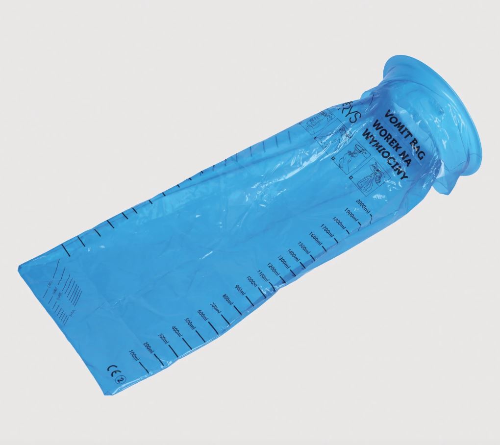 Vomit bag with closure ring